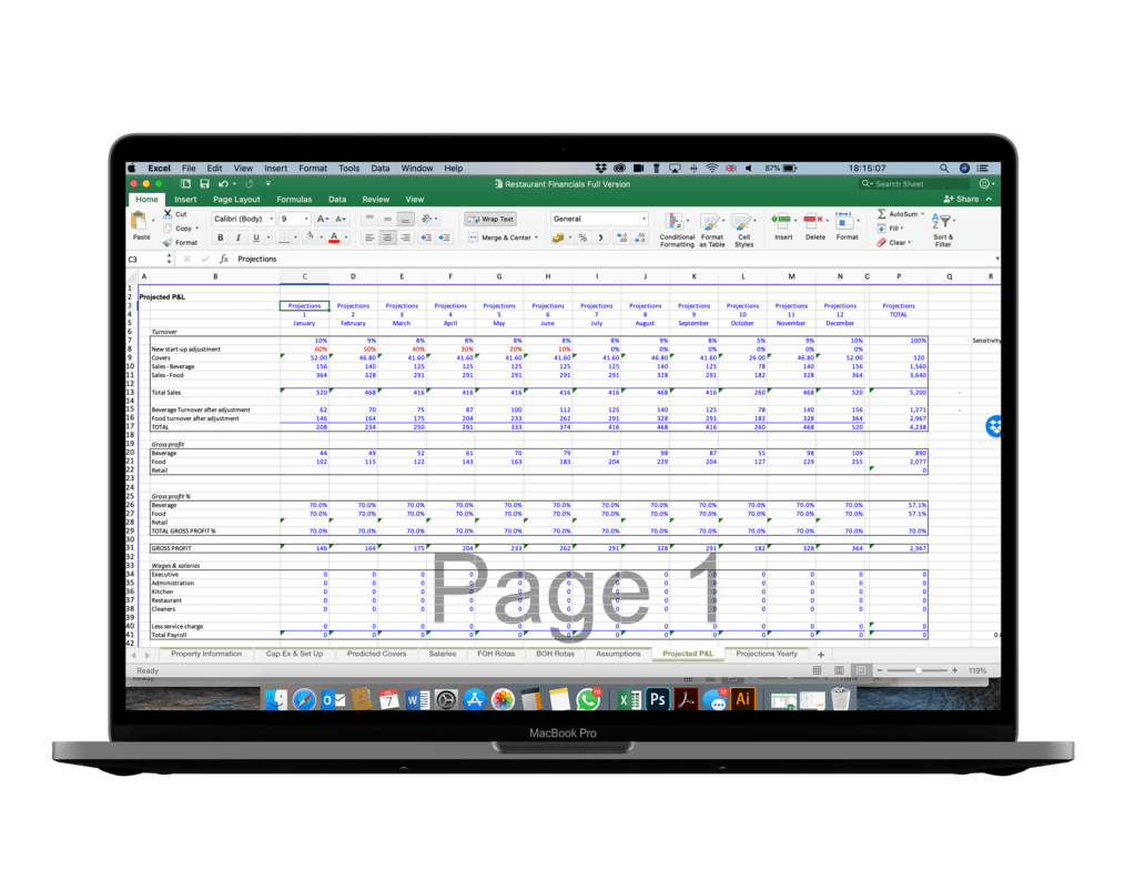 Restaurant Financial Projection Worksheet Template | Restaurant Keys